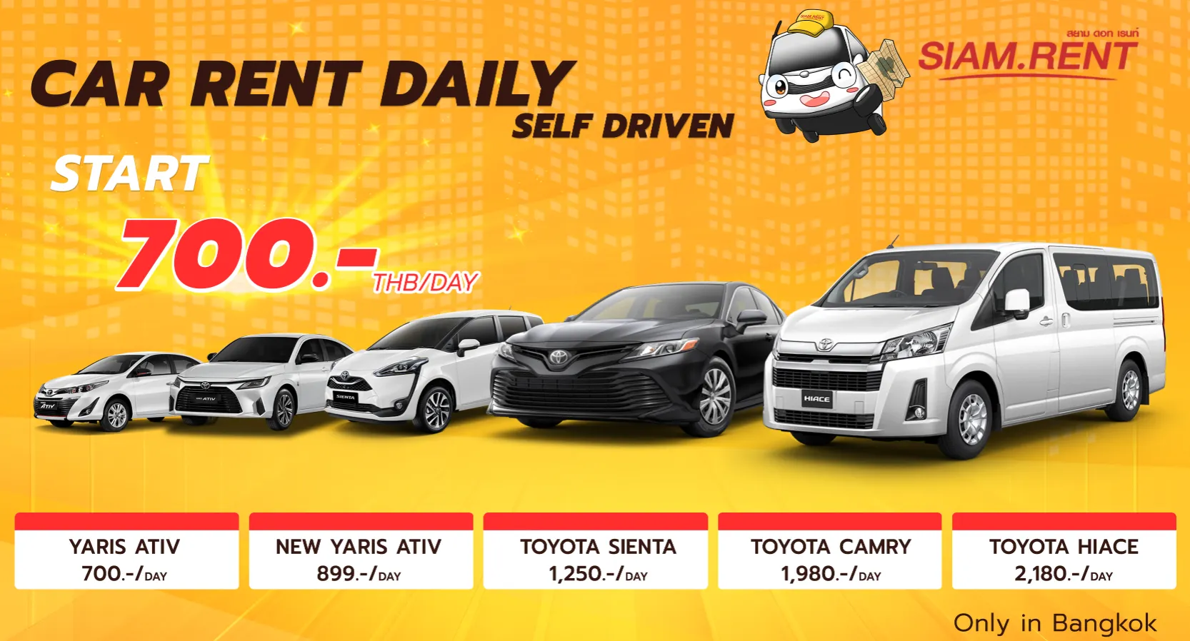 Car Rent Bangkok Free delivery Free insurance start 780.-